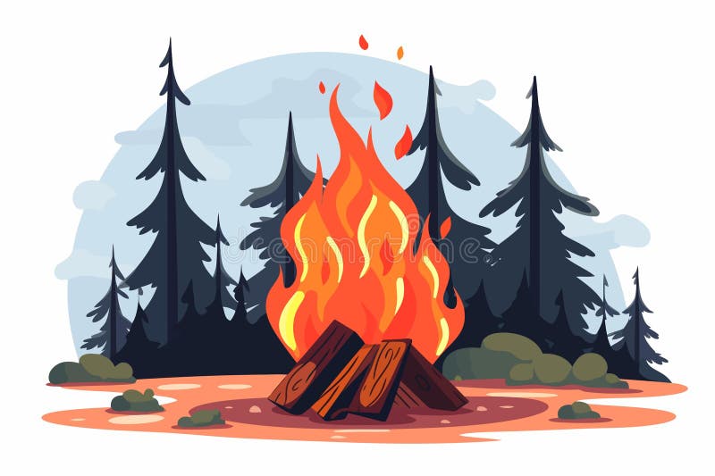 Camp Fire Vector Flat Minimalistic Isolated Illustration Stock Vector ...