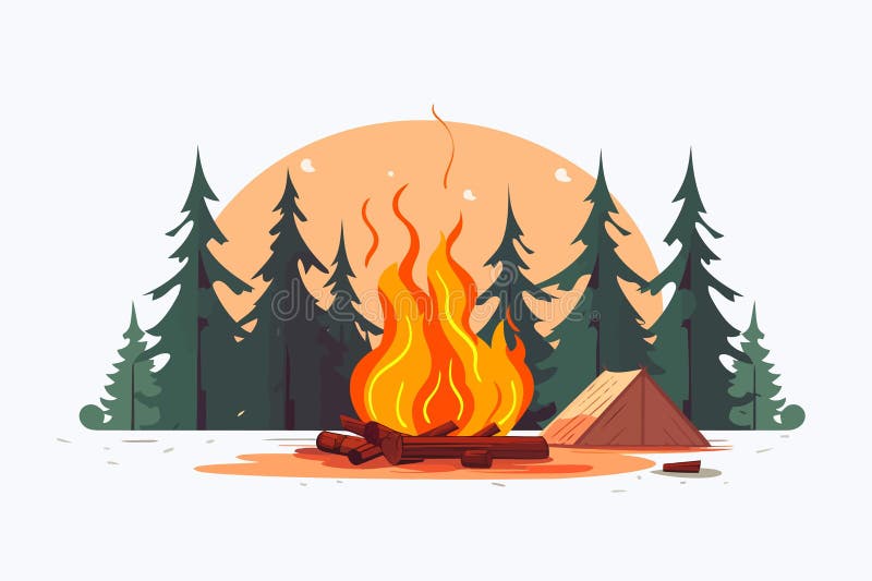 Camp Fire Vector Flat Minimalistic Isolated Illustration Stock Vector ...