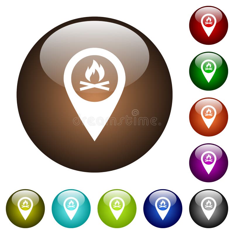 Camp GPS Map Location Color Glass Buttons Stock Vector - Illustration ...