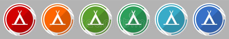 Camp Icon Set, Vector Illustration in 6 Colors Options for Webdesign ...