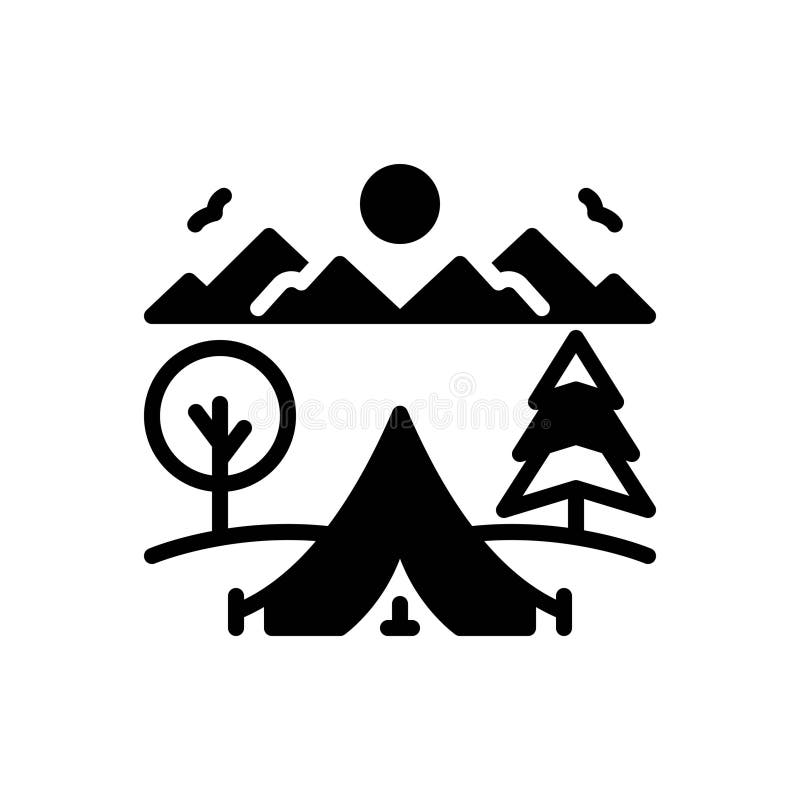 Black Solid Icon for Camp, Tent and Shelter Stock Illustration ...