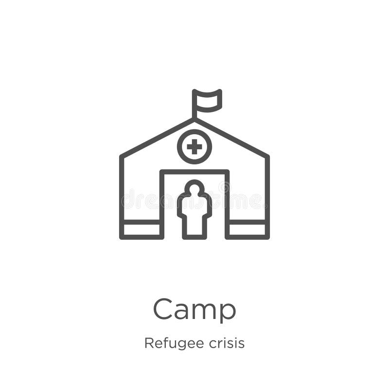 Camp Icon Vector from Refugee Crisis Collection. Thin Line Camp Outline ...