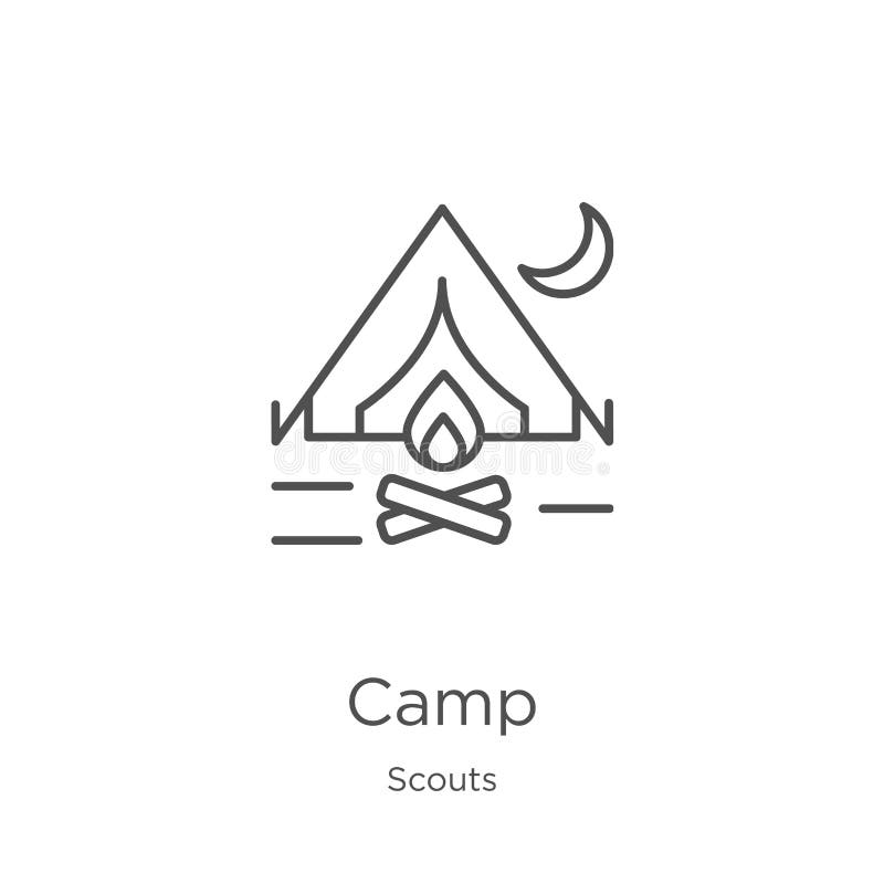 Camp Icon Vector from Scouts Collection. Thin Line Camp Outline Icon ...