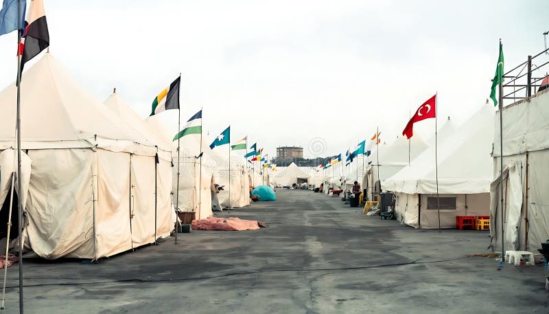 Camp with International Flags on World Humanitarian Day for Global ...
