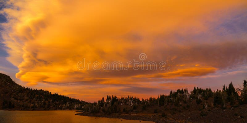 Camp Lake Sunset stock image. Image of united, three - 247380375