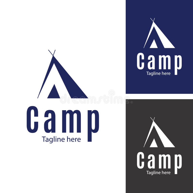 Camp Logo Design Template with Negative Space a Letter. Stock Vector ...
