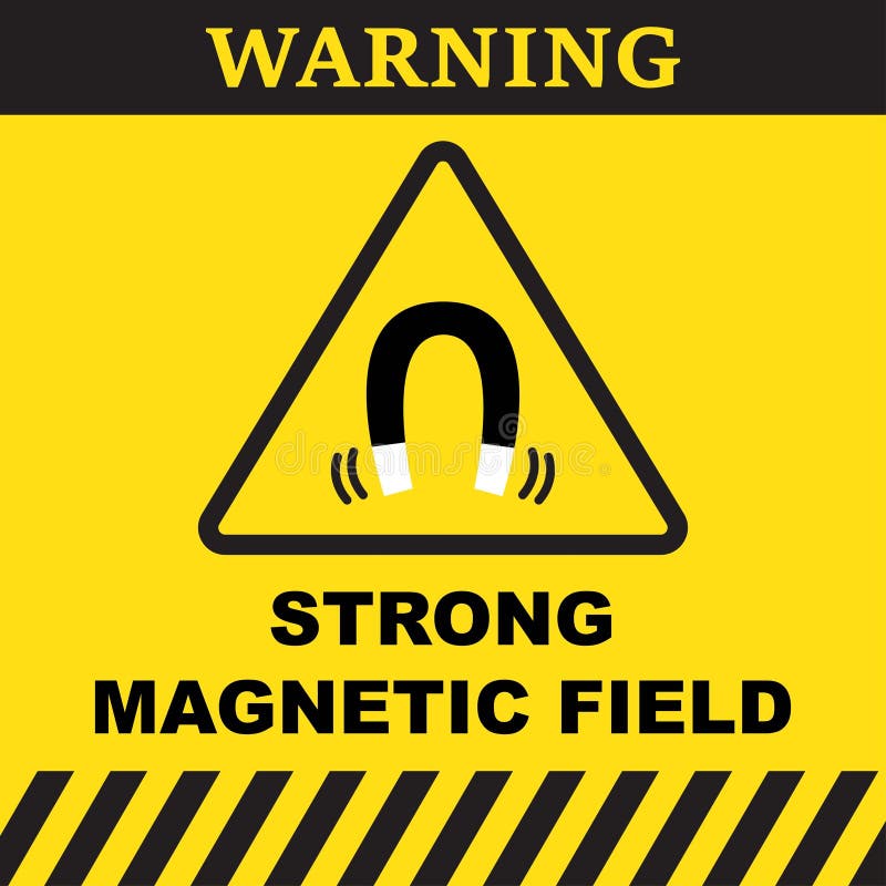 Strong Magnetic Field Vector Warning Symbol on Yellow Background Stock ...