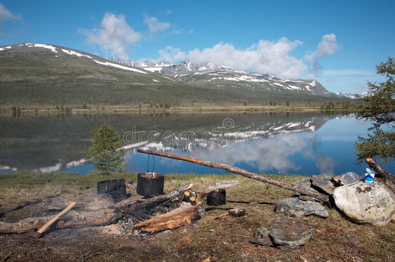 Camp near the lake stock image. Image of scenic, picturesque - 1006065