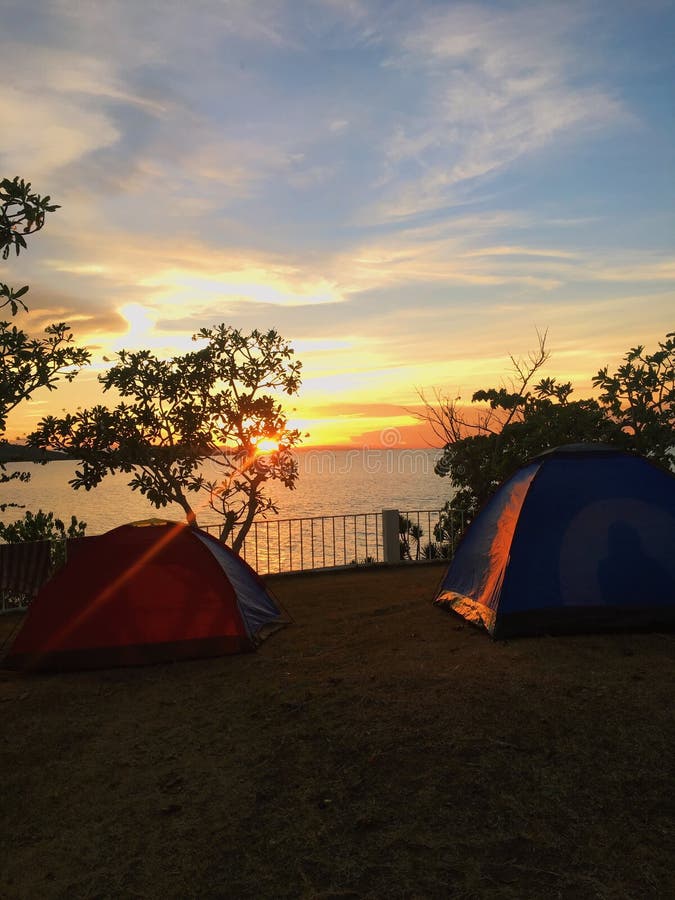 Camp out stock photo. Image of camp, view, sunset, perfect - 97067996