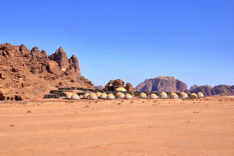 Camp Site Tents at Wadi Rum Desert, Jordan Editorial Image - Image of ...