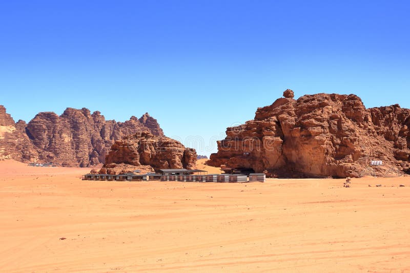Camp Site Tents at Wadi Rum Desert, Jordan Stock Photo - Image of ...