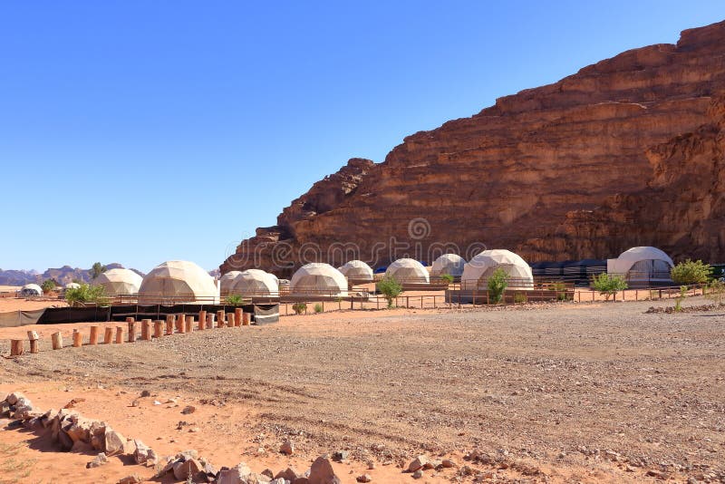 Camp Site Tents at Wadi Rum Desert, Jordan Stock Photo - Image of camp ...