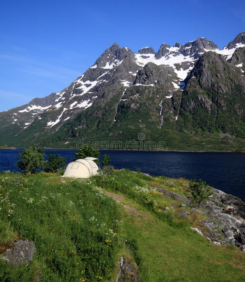 Camp site view stock photo. Image of lake, home, fjord - 20146862