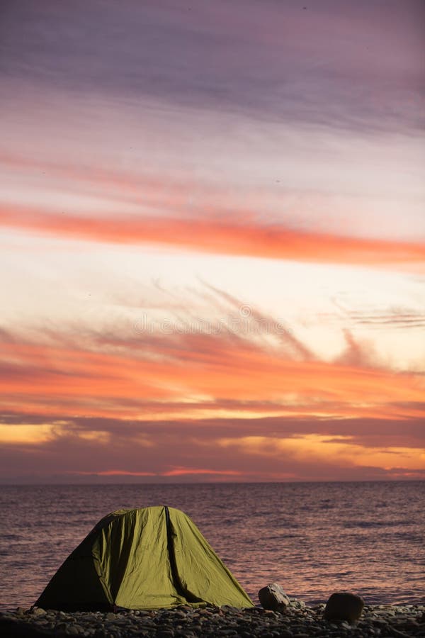 Camp at sunset stock image. Image of tourism, vacation - 13413601