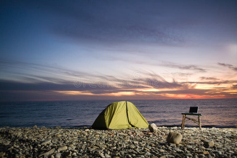 Camp at sunset stock photo. Image of coastal, seaside - 14618474