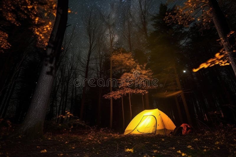 Camp Tent with Fire stock illustration. Illustration of hiking - 273077529