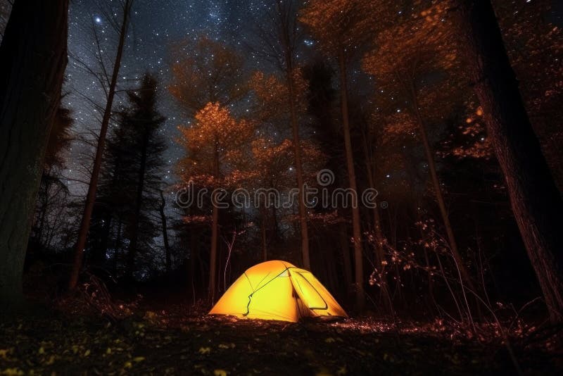 Camp Tent with Fire stock illustration. Illustration of light - 273077533