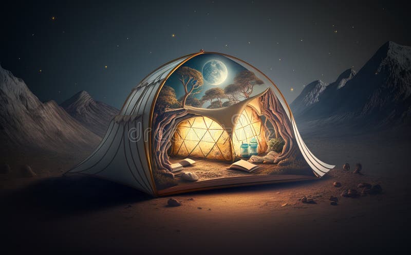 Camp Tent. Surreal Mystical Fantasy Artwork Stock Illustration ...