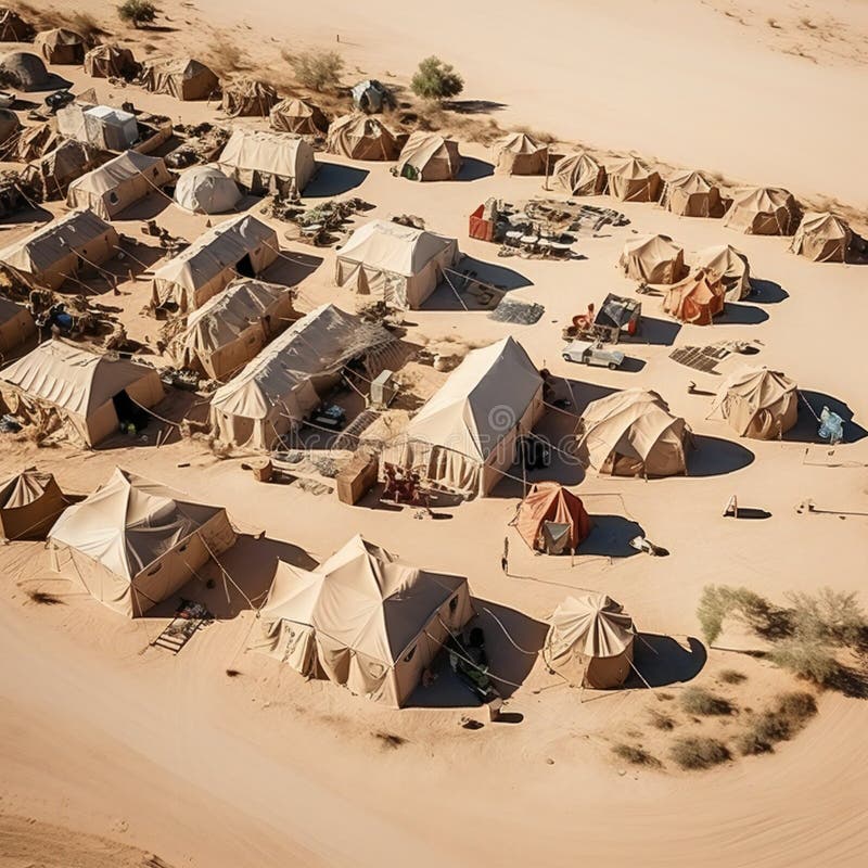 Camp of Tents in the Desert Top View Stock Image - Image of africa ...