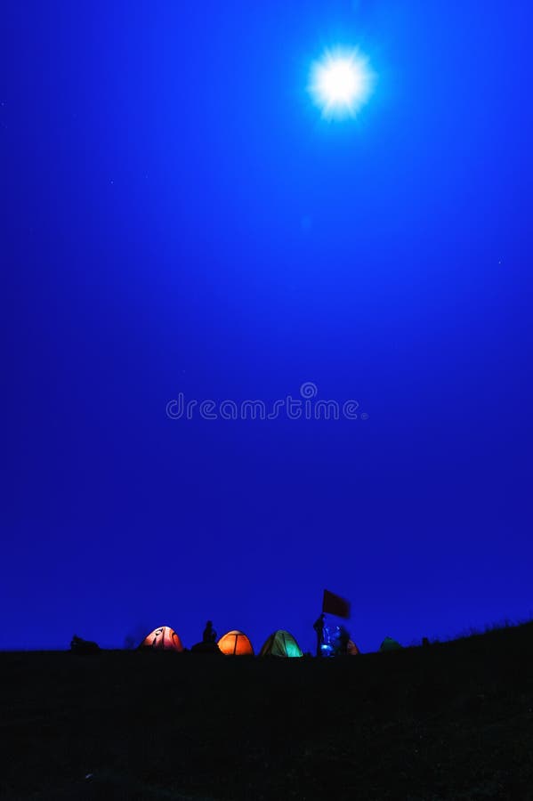 Camp under the moonlight stock image. Image of evening - 35366335