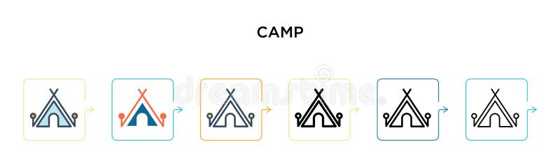 Camp Vector Icon in 6 Different Modern Styles. Black, Two Colored Camp ...
