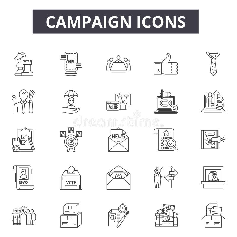 Campaign Line Icons, Signs, Vector Set, Outline Illustration Concept ...
