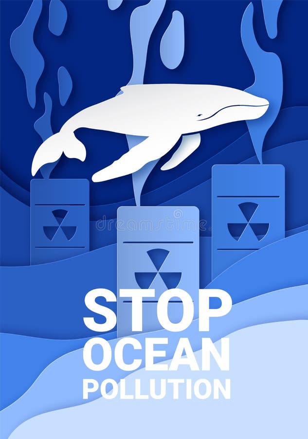 Campaign Poster for the Protection of the Ocean from Pollution. Layered ...