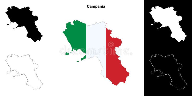 Campania outline map stock vector. Illustration of italian - 323628811