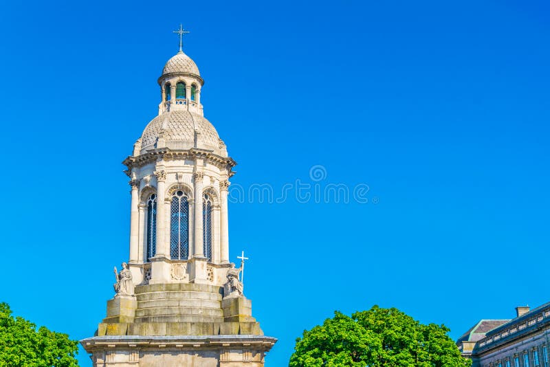 Campanile Inside of the Trinity College Campus in Dublin, Ireland Stock ...
