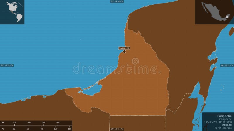 Campeche, Mexico - Outlined. Bilevel Stock Illustration - Illustration ...