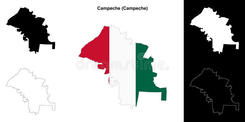 Campeche outline map stock vector. Illustration of area - 375803540