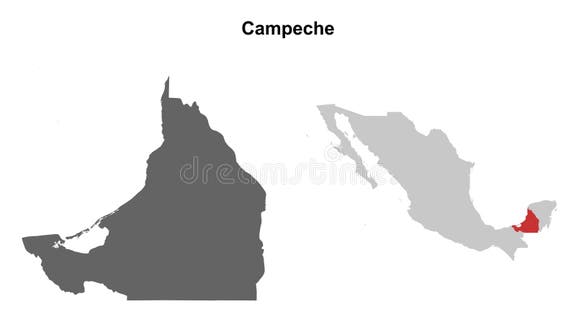 Campeche outline map stock vector. Illustration of area - 379010617