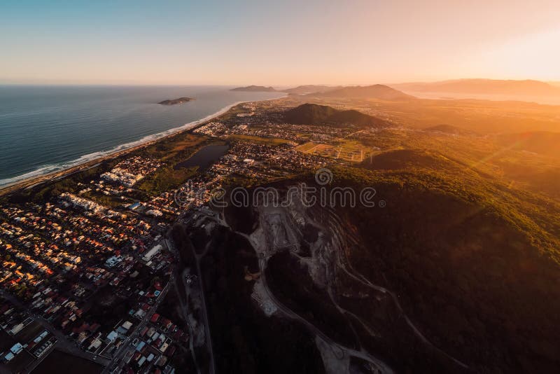 Campeche Town with Ocean and Sunset in Florianopolis Stock Photo ...