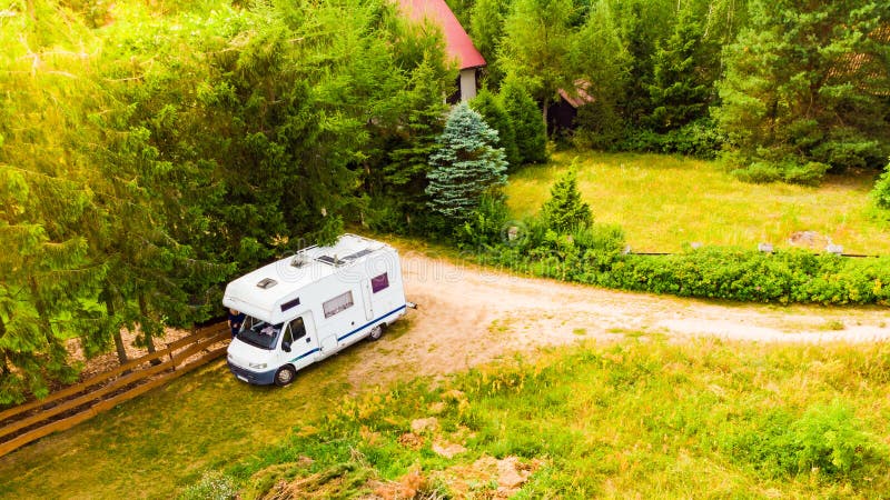 Camper Car Camping on Nature Stock Photo - Image of recreation, home ...