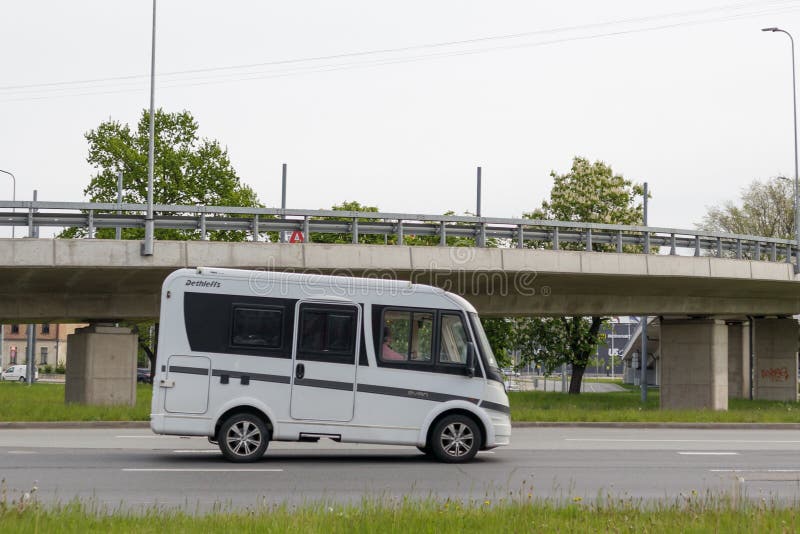 Camper Dethleffs Evan En Movimiento. Riga Letonia 20 De Mayo De 2021 ...