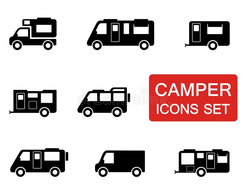 Camper van icons stock vector. Illustration of long, camper - 29622572