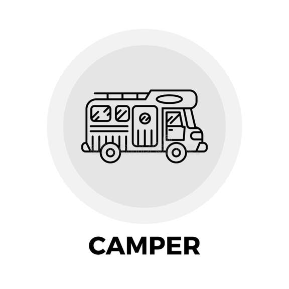Camper-Linie Ikone vektor abbildung. Illustration von kampieren - 90679634