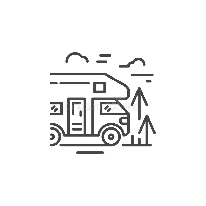 Camper-Linie Ikone vektor abbildung. Illustration von kampieren - 90679634
