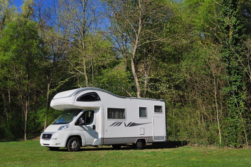 Camper Parked in a Countryside Stock Image - Image of holiday, camper ...