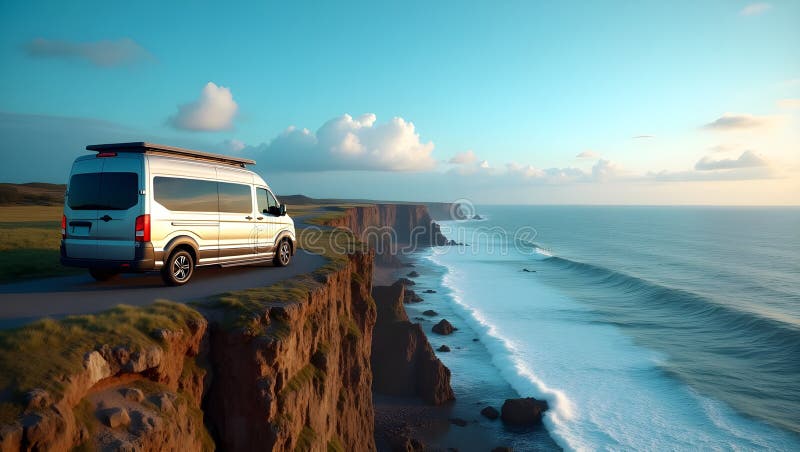 A Camper Parked at the Edge of a Cliff with a Breathtaking Ocean View ...