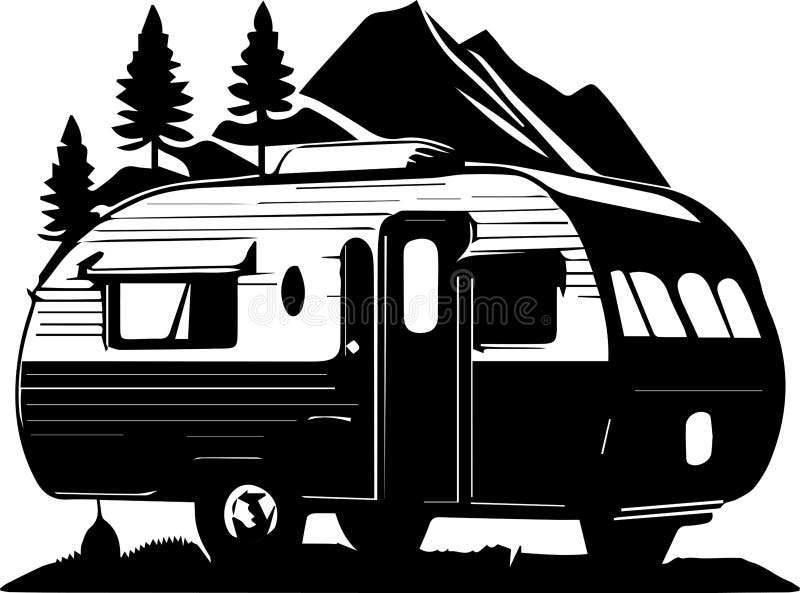 Camper RV Motorhome Logo Monochrome Design Style Stock Vector ...