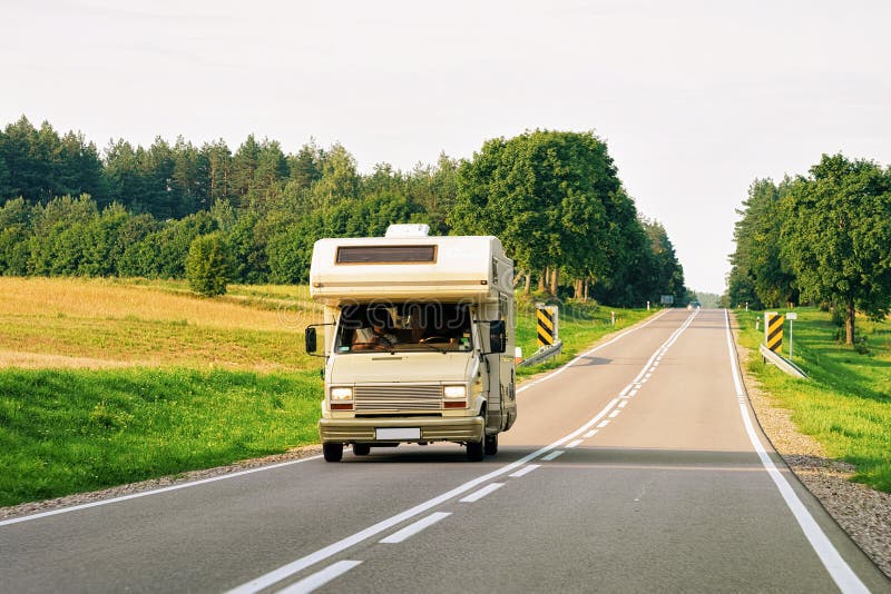 Camper Rv on the Road in Warsaw Poland Stock Image - Image of road ...