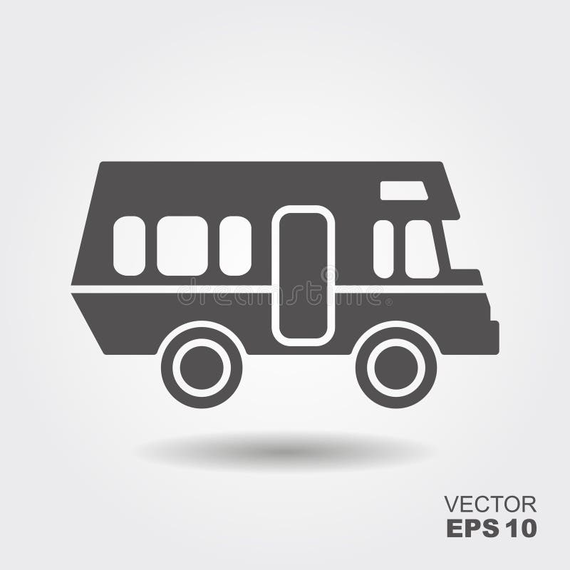 Camper Van. Camping Car Icon. Flat Icon with Shadow Stock Vector ...