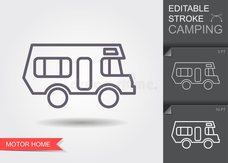 Camper Van. Camping Car Icon. Outline Icon with Editable Stroke. Linear ...