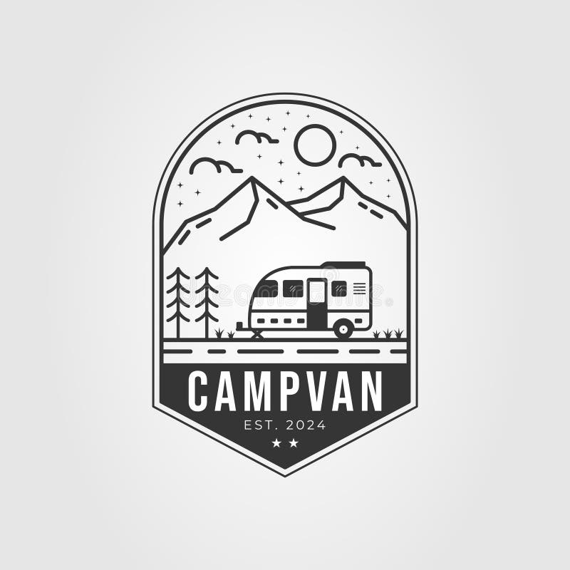 Camper Van Car for Adventure on the Nature Logo Vector Illustration ...