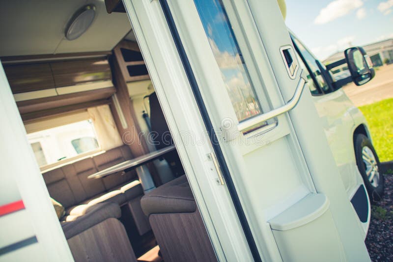 Camper Van with Doors Open stock image. Image of vehicle - 110203737