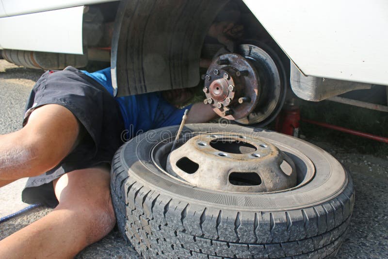 Wheel change stock photo. Image of engineer, wheel, male - 6171916