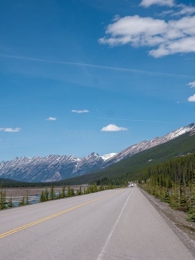 Camper Van on Icefield Parway, Alberta Canada Stock Image - Image of ...