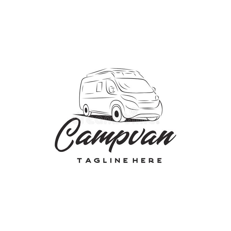 Camper Van Logo, Emblems and Badges. Recreational Vehicle Illustration ...