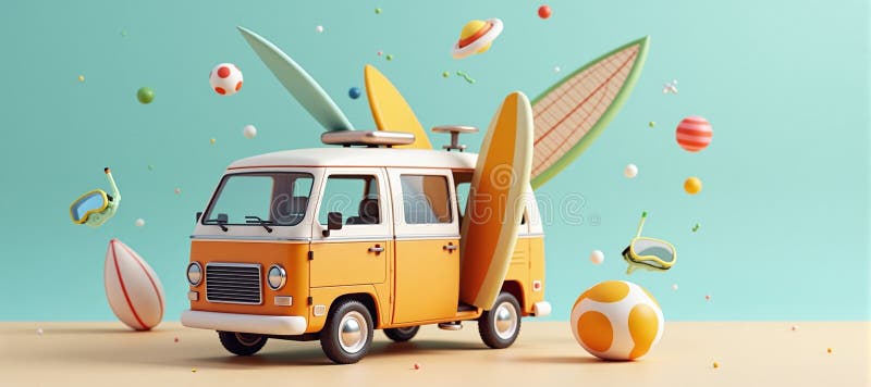 Camper Van Packed with Summer Essentials Stock Illustration ...